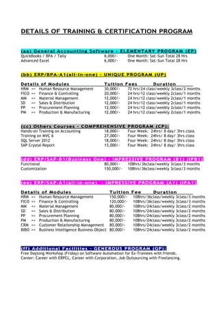 details of training program | PDF