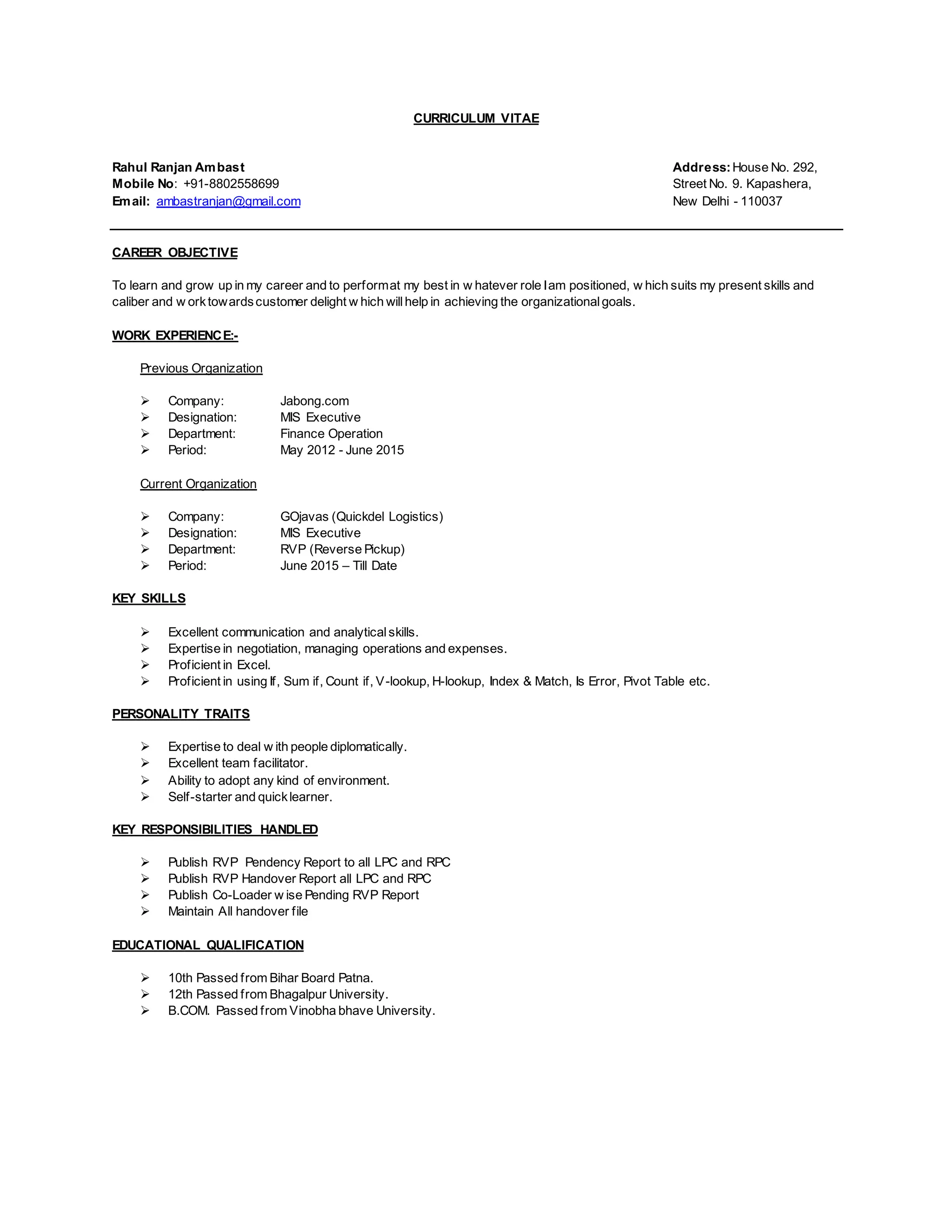 Rahul Resume | DOCX