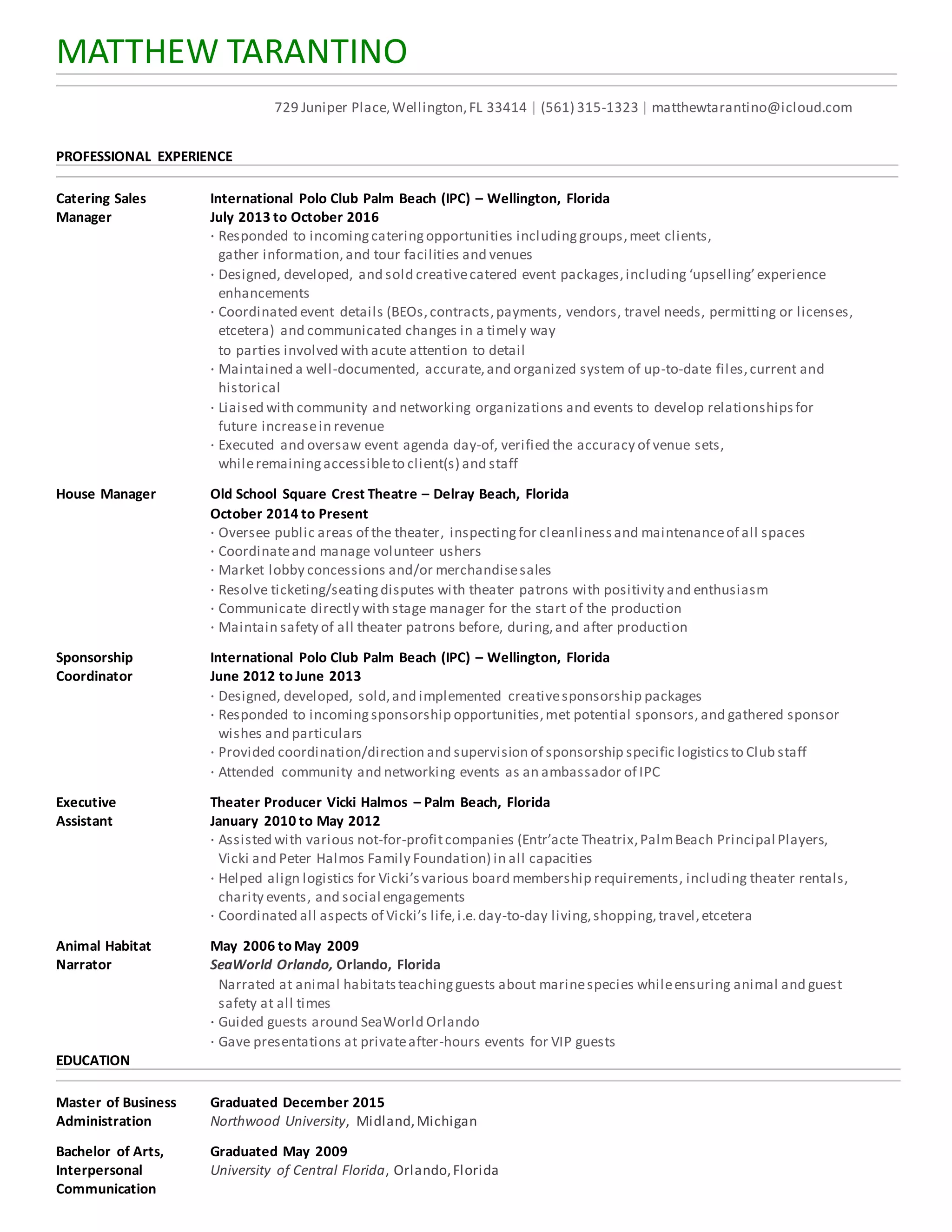 Matthew Tarantino Resume v110716 | PDF