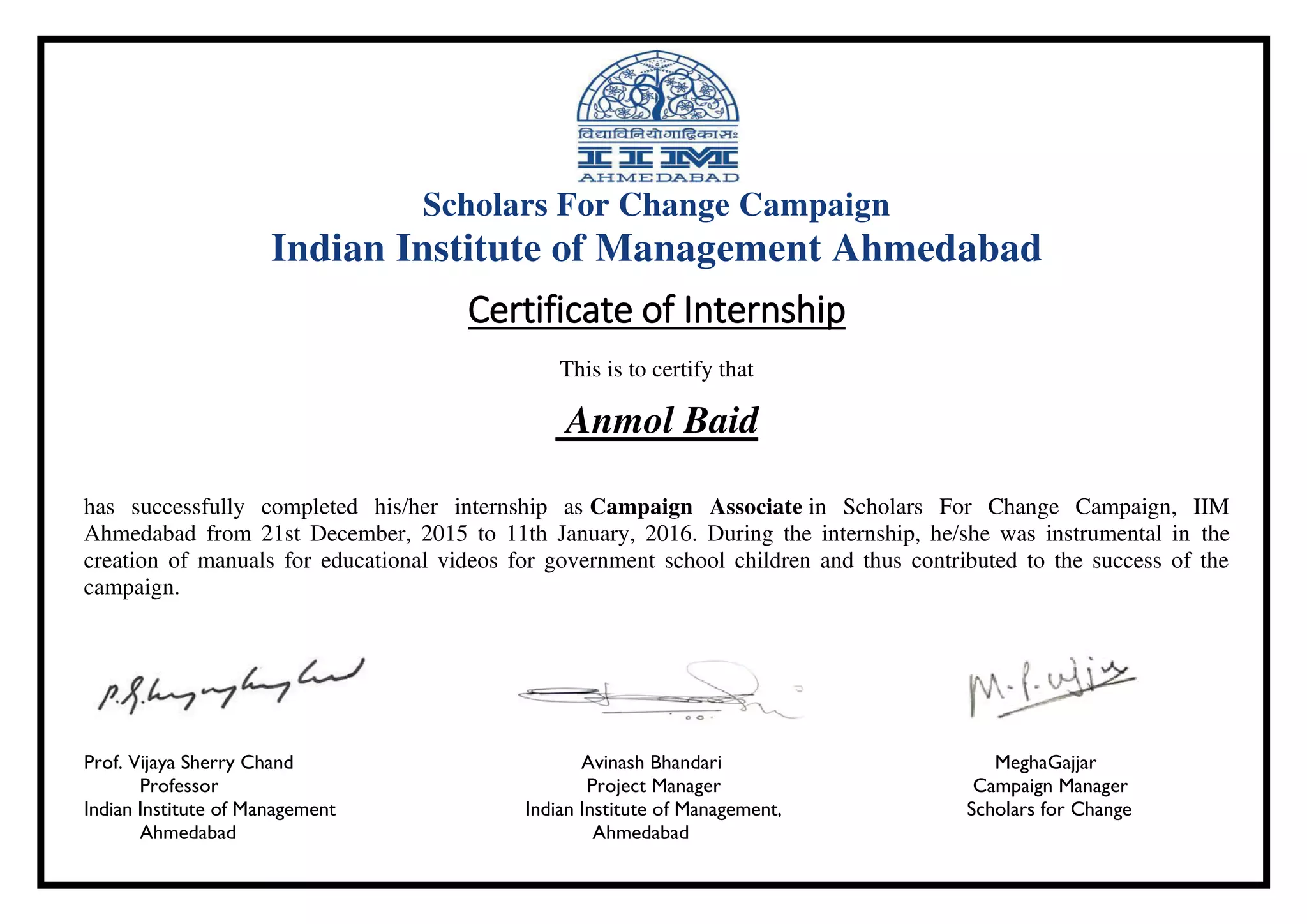 Anmol Baid IIM Cert | PDF