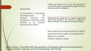 Cefalea pospunción dural tema de anestesiologia | PPTX
