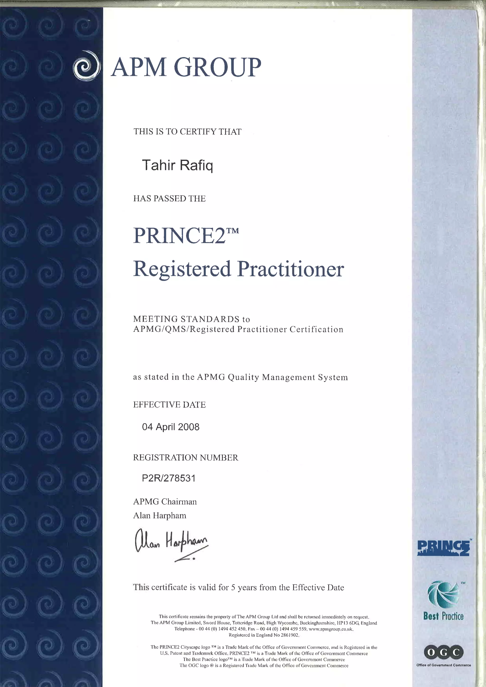 Certificate - PRINCE 2 | PDF