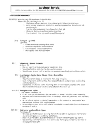 Michael Ignatz Resume | DOC