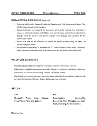 Alycia Mellesmoen Resume | DOC