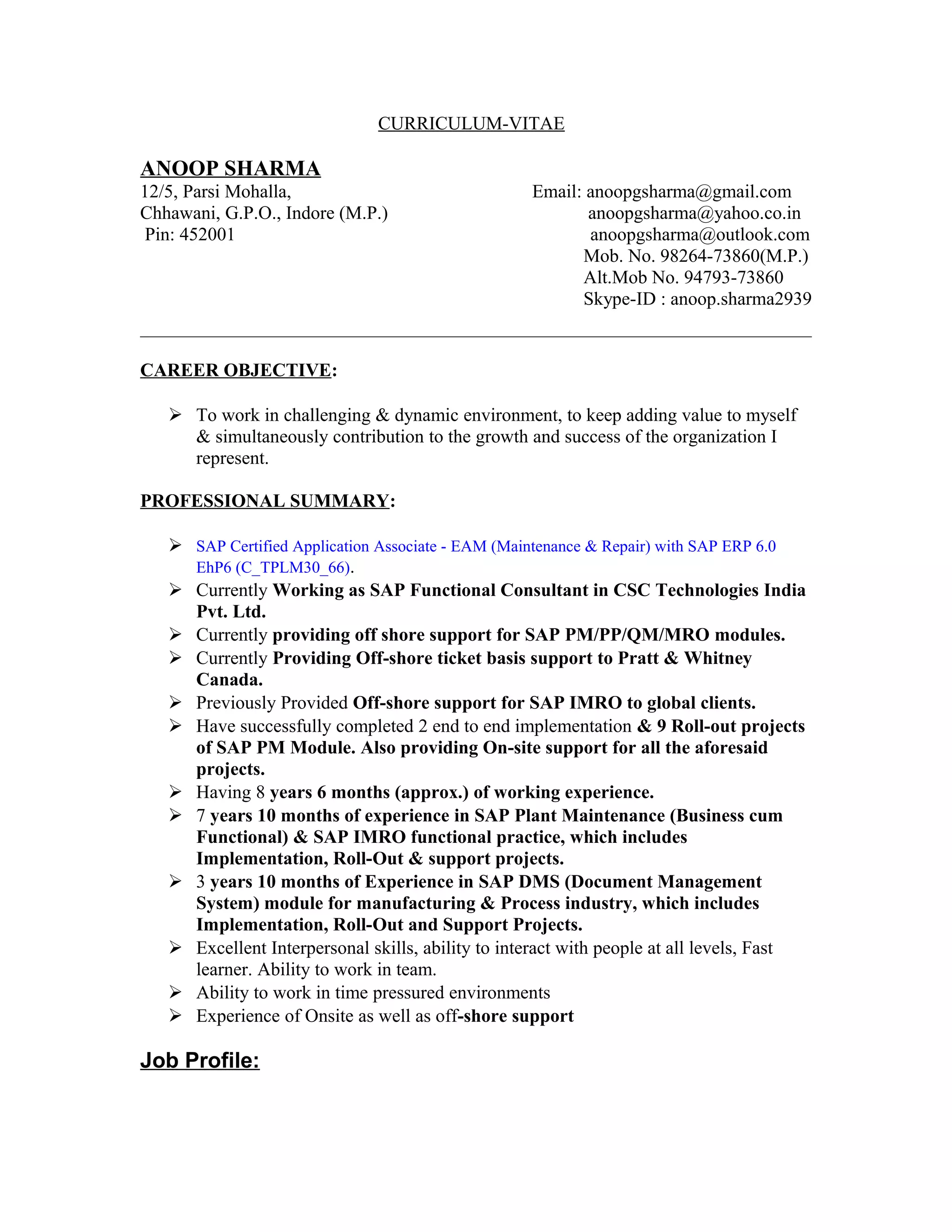 Anoop_Updated_CV_Jan_2017 | DOC