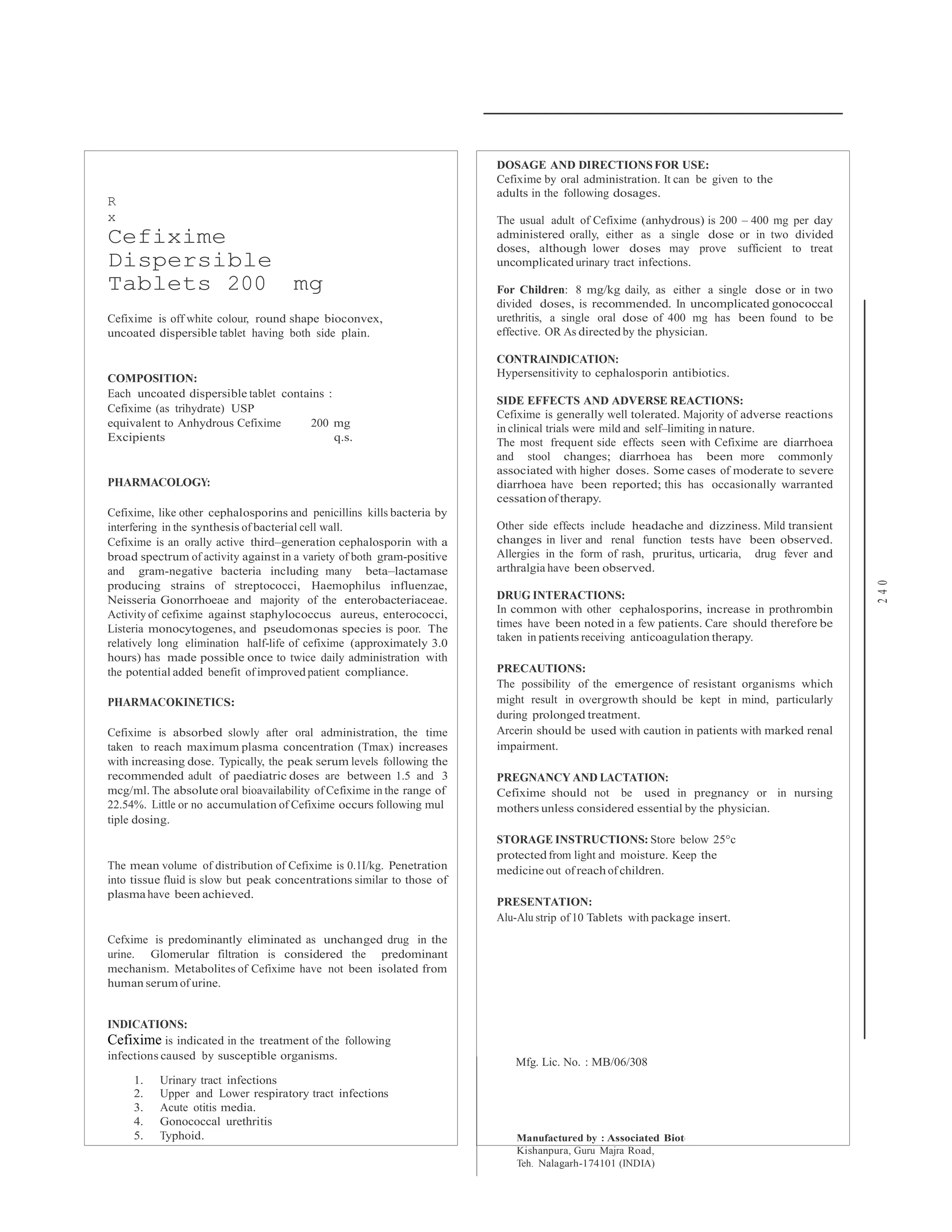 Cefixime leaflet | PDF