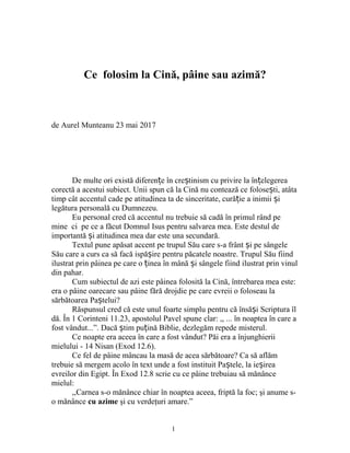 Ce folosim la Cină, pâine sau azimă? | DOC
