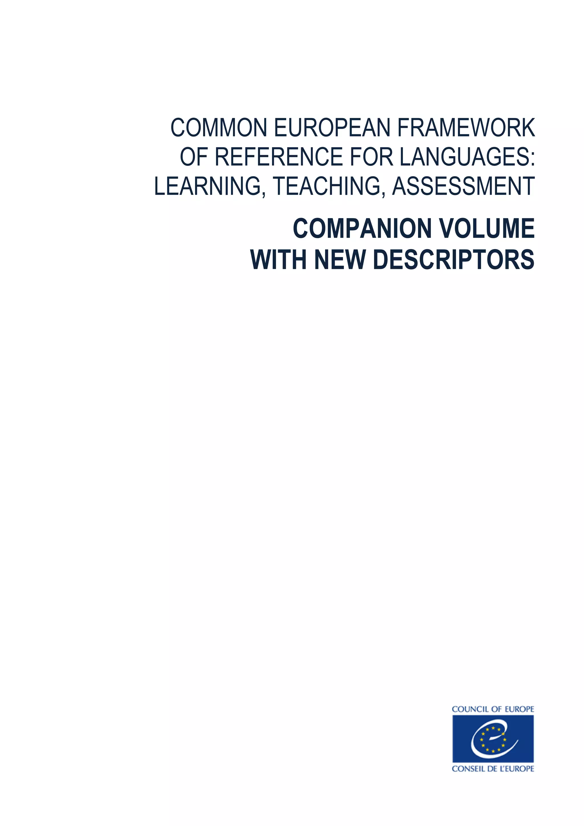 CEFR Companion Volume with New Descriptors - 2018 | PDF