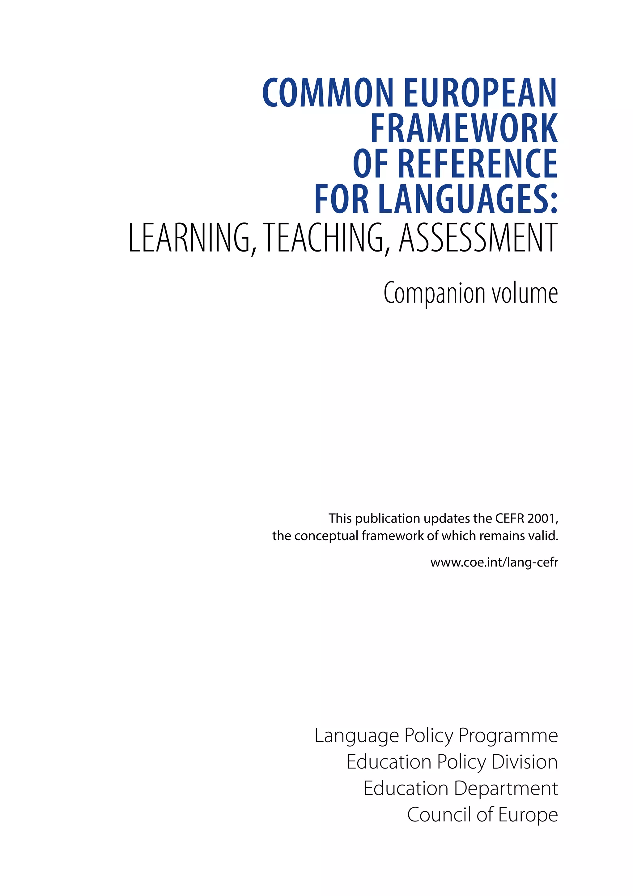 Common European Framework of Reference for Languages: Learning ...