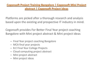 Cegonsoft final year projects | PPT
