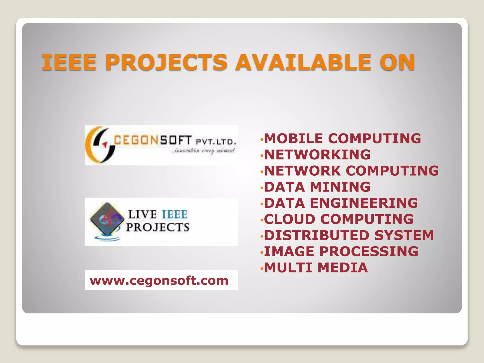 IEEE projects in Distributed system || IEEE projects in image processing || IEEE projects in ...