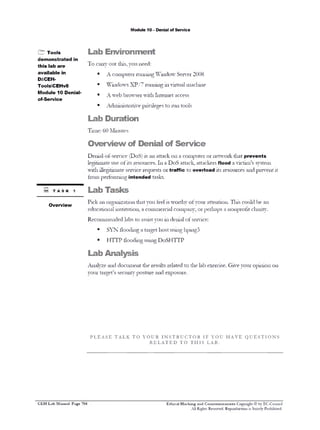 Ceh v8 labs module 10 denial of service | PDF | Information and Network Security | Computing