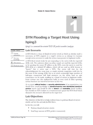 Ceh v8 labs module 10 denial of service | PDF | Information and Network Security | Computing