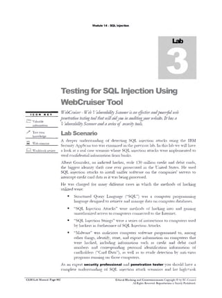 Ceh v8 labs module 14 sql injection | PDF