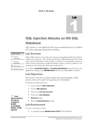 Ceh v8 labs module 14 sql injection | PDF