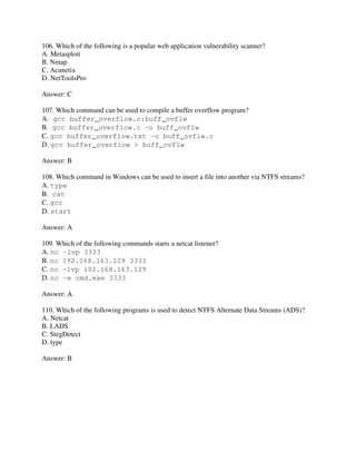 CEHv8 practice Exam with key | PDF | Operating Systems | Computer Software and Applications