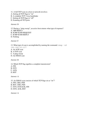 CEHv8 practice Exam with key | PDF | Operating Systems | Computer Software and Applications