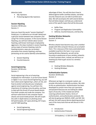 CEH and Security+ Training Outline - EH Academy | PDF