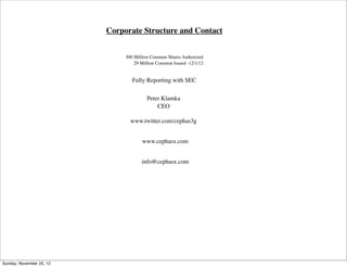 Cephas Holding Overview | PDF