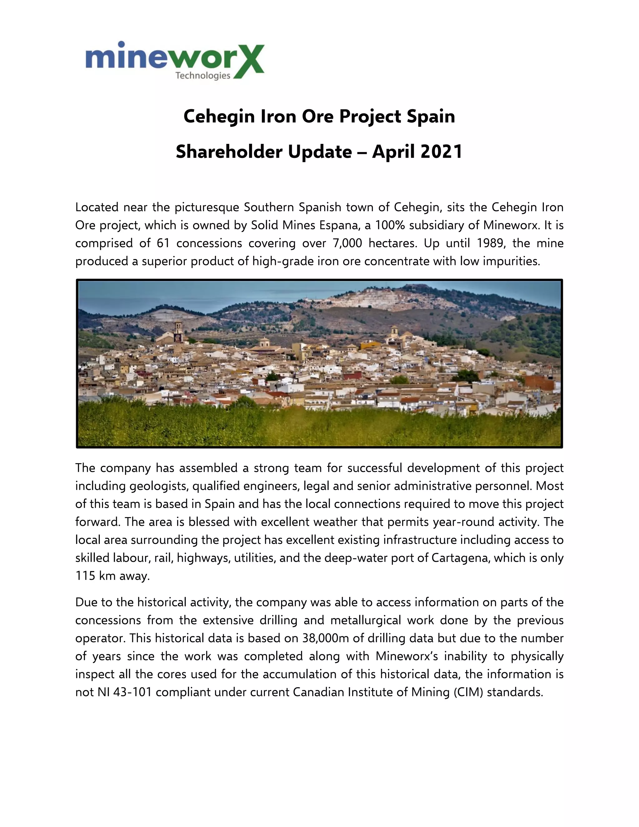 MIneworx Technologies (TSXV: MWX) Shareholder Update - April 2021 | PDF