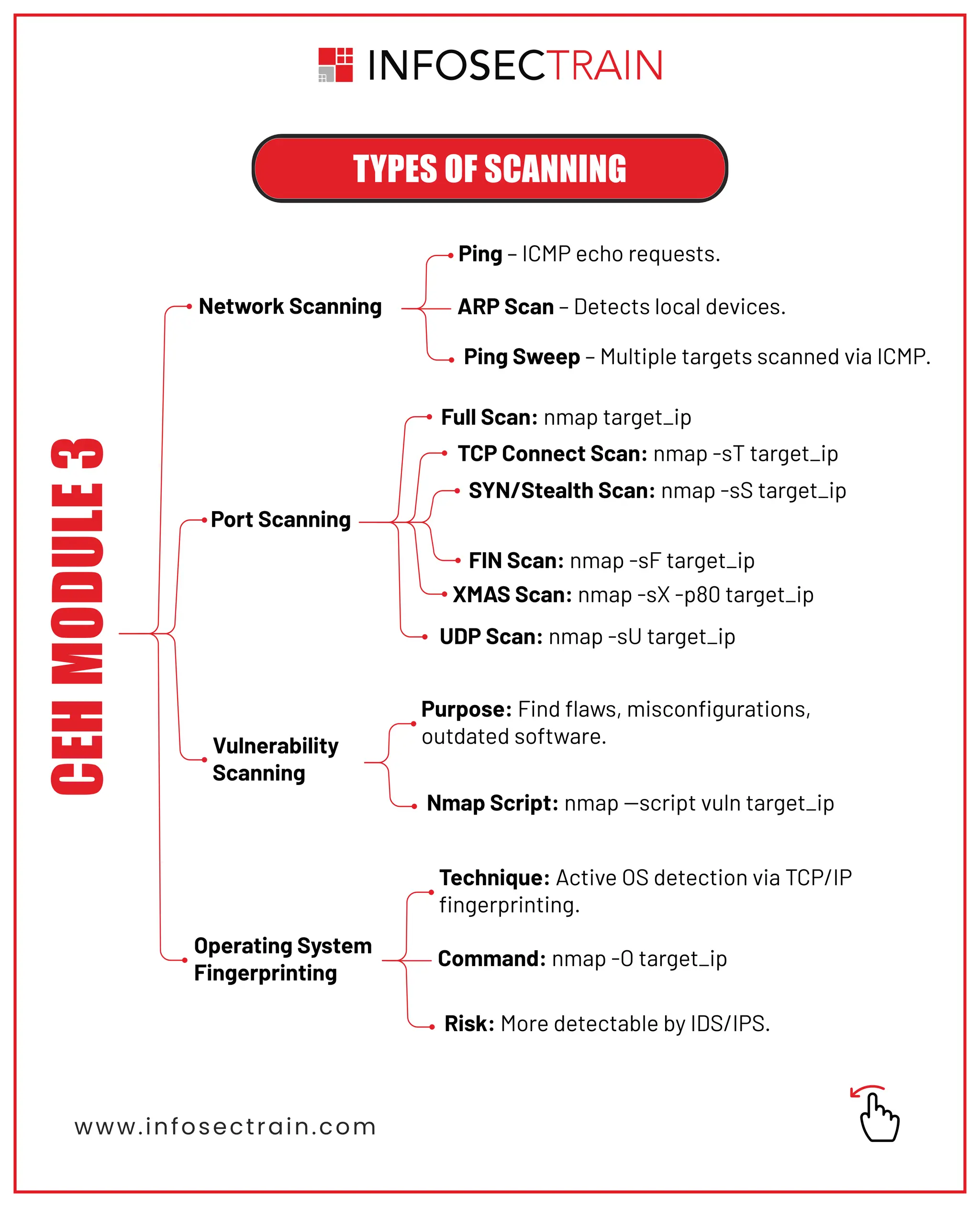CEH Module 3 Mind Map of Scanning Networks By InfosecTrain | PDF
