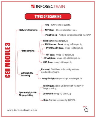 CEH Module 3 Mind Map of Scanning Networks By InfosecTrain | PDF