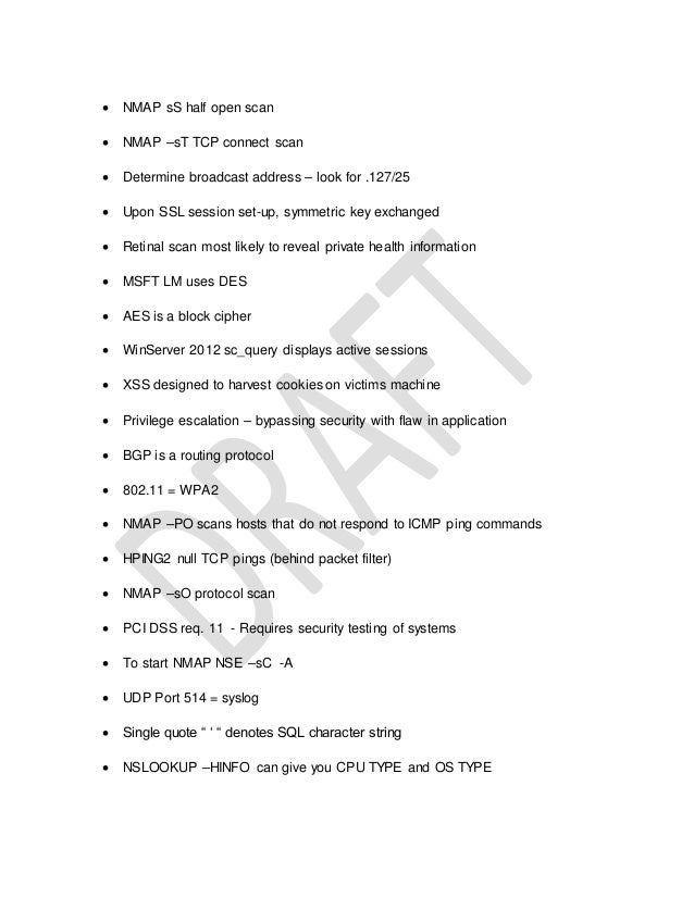 Certified Ethical Hacker quick test prep cheat sheet