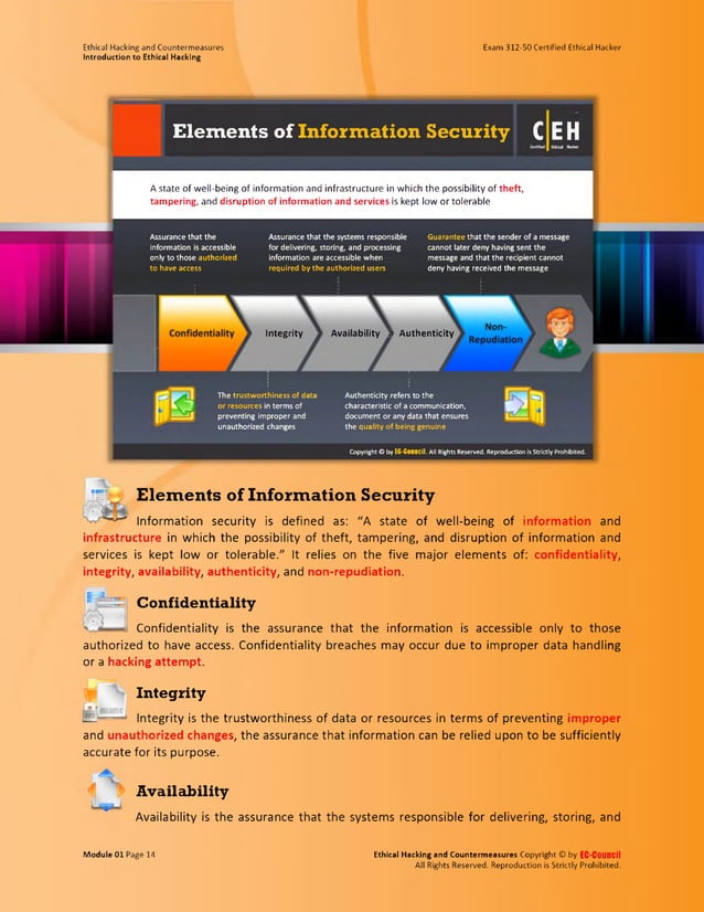 Cehv8 module 01 introduction to ethical hacking | PDF