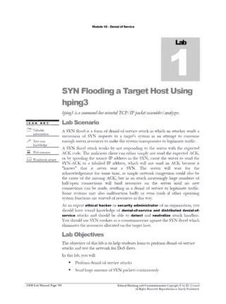 Ceh v8 labs module 10 denial of service | PDF | Information and Network Security | Computing