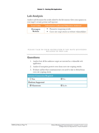 Cehv8 Labs - Module13: Hacking Web Applications. | PDF