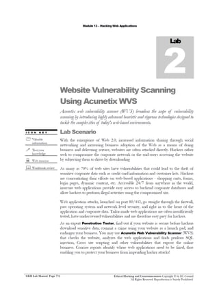 Cehv8 Labs - Module13: Hacking Web Applications. | PDF