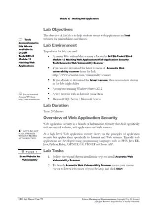 Cehv8 Labs - Module13: Hacking Web Applications. | PDF