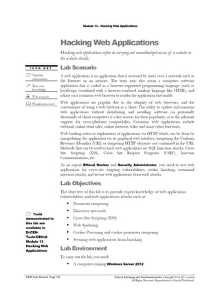 Cehv8 Labs - Module13: Hacking Web Applications. | PDF