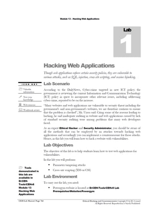 Cehv8 Labs - Module13: Hacking Web Applications. | PDF