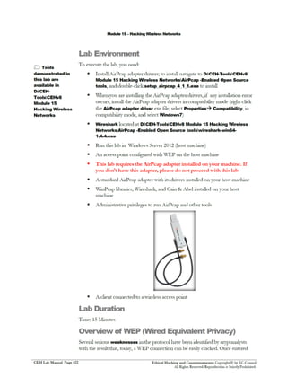 Cehv8 Labs - Module15: Hacking Wireless Networks. | PDF
