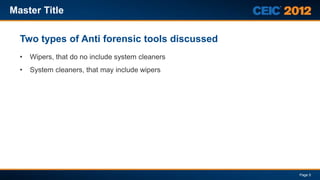 Ceic 2012 anti-anti-forensics | PPT