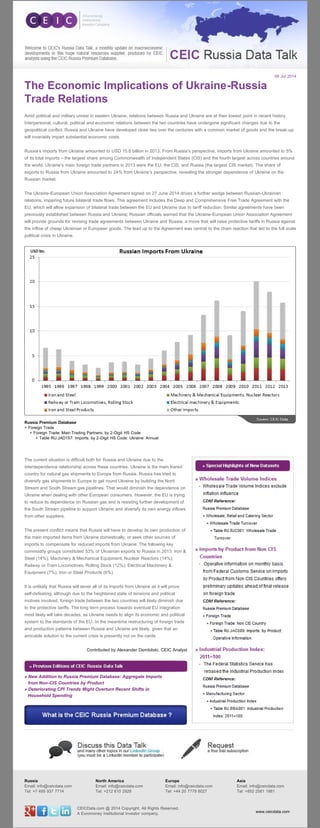 CEIC Russia Data Talk: The Economic Implications of Ukraine-Russia Trade Relations | PDF