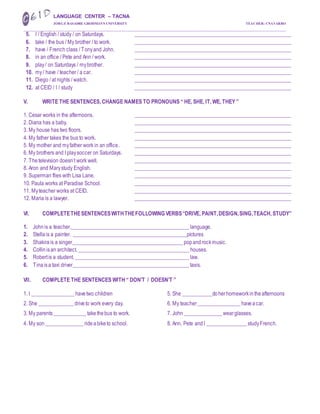 Ceid basic ii simple present third person - sep 24 th 2016 | DOCX ...