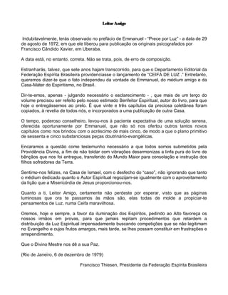 Ceifa de luz emmanuel - chico xavier | PDF