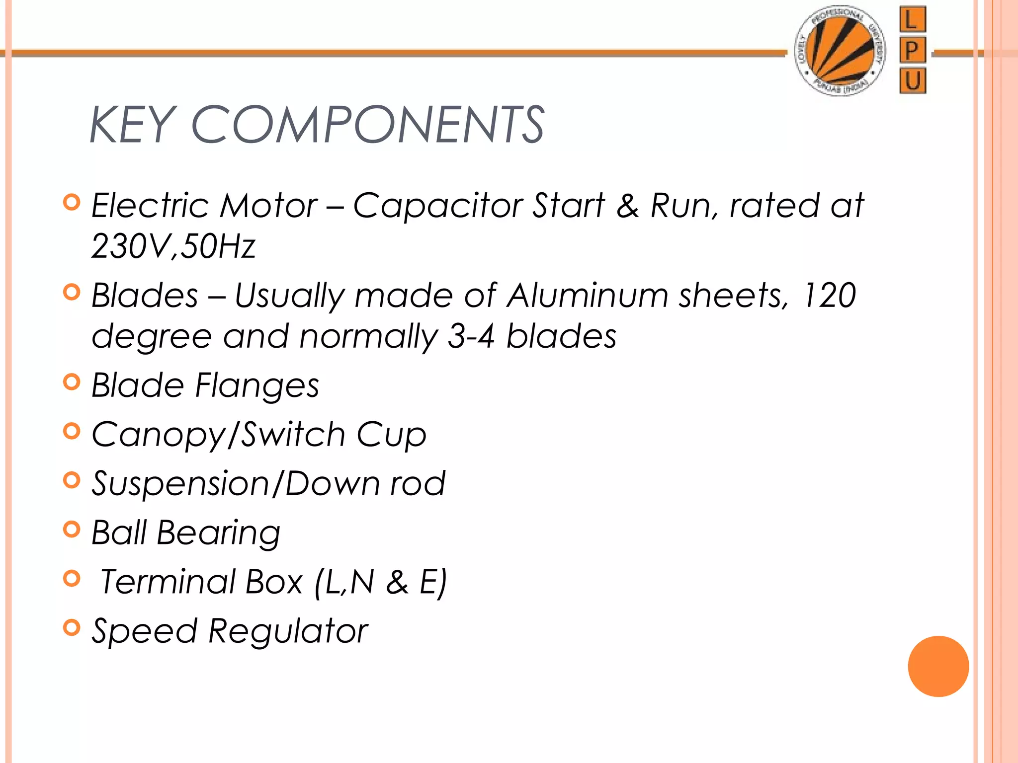 Ceiling fan(working and installation) | PPT