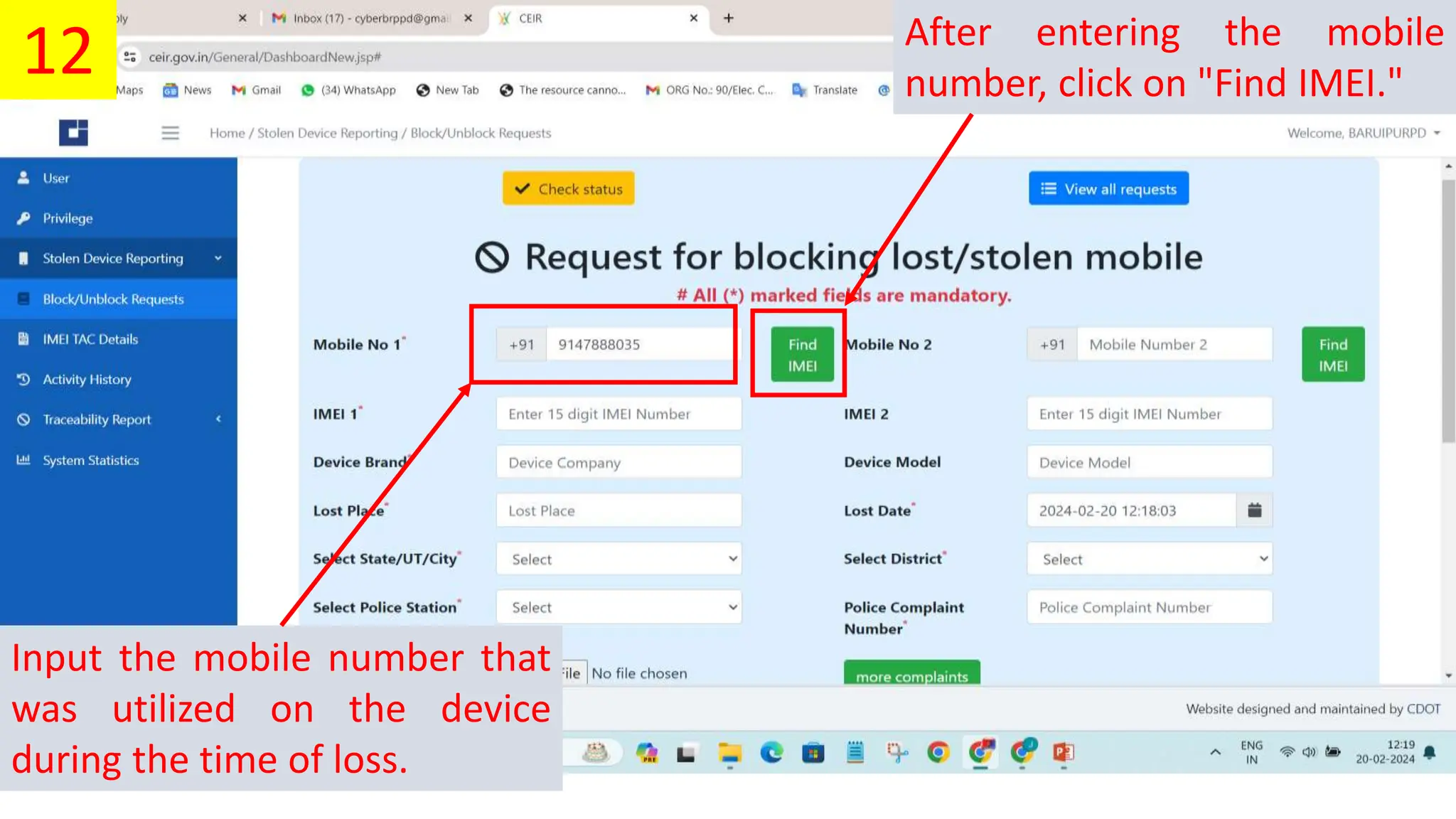 CEIR Portal USER MANUAL , HOW TO USE EASILY | PPTX