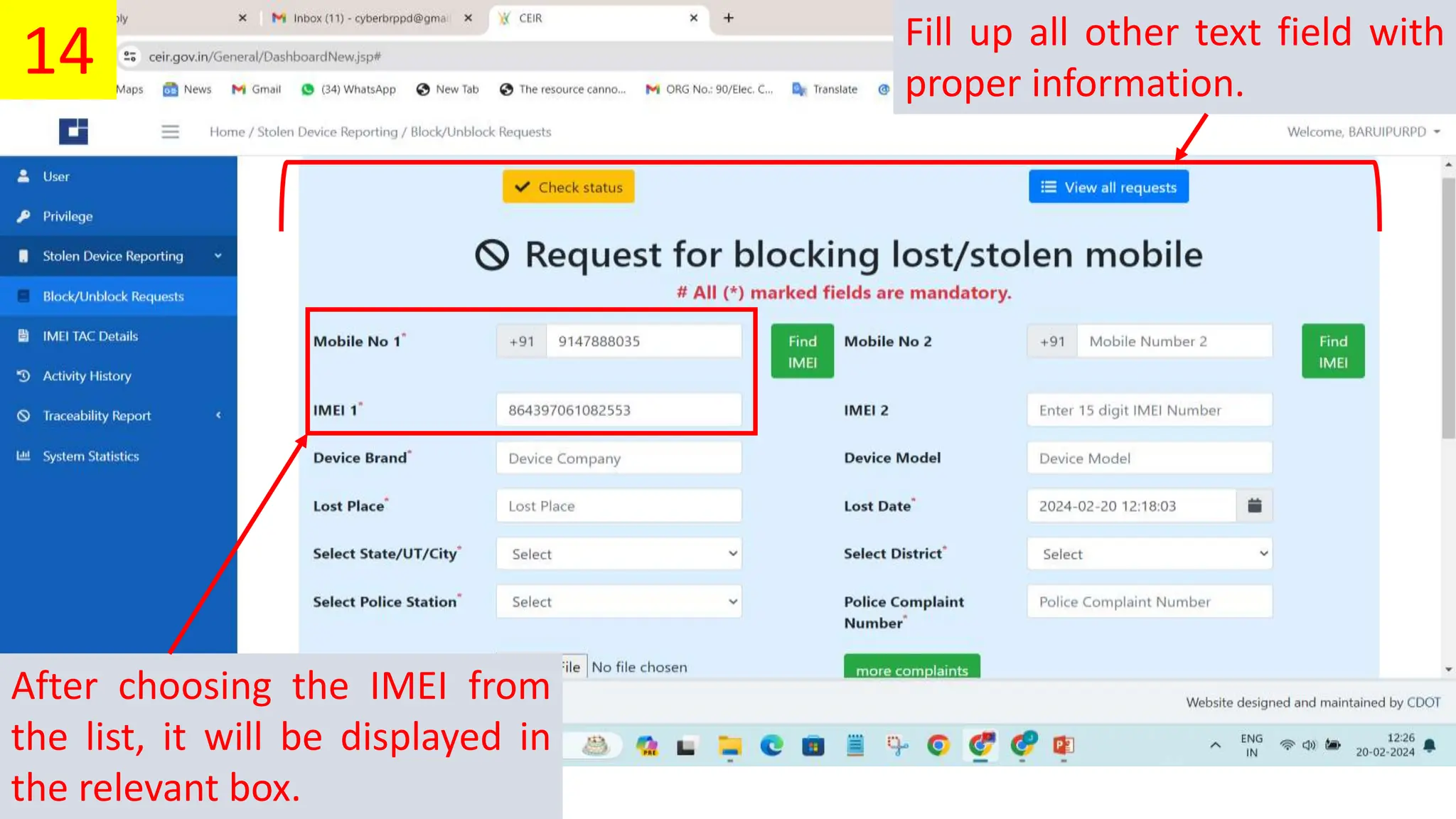 CEIR Portal USER MANUAL , HOW TO USE EASILY | PPTX