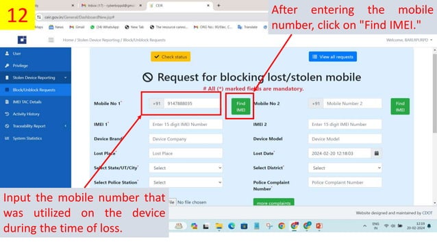 CEIR Portal USER MANUAL , HOW TO USE EASILY | PPTX | Technology & Computing