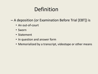 Taking and Defending Effective Depositions by Colin E. Kaufman | PPTX ...