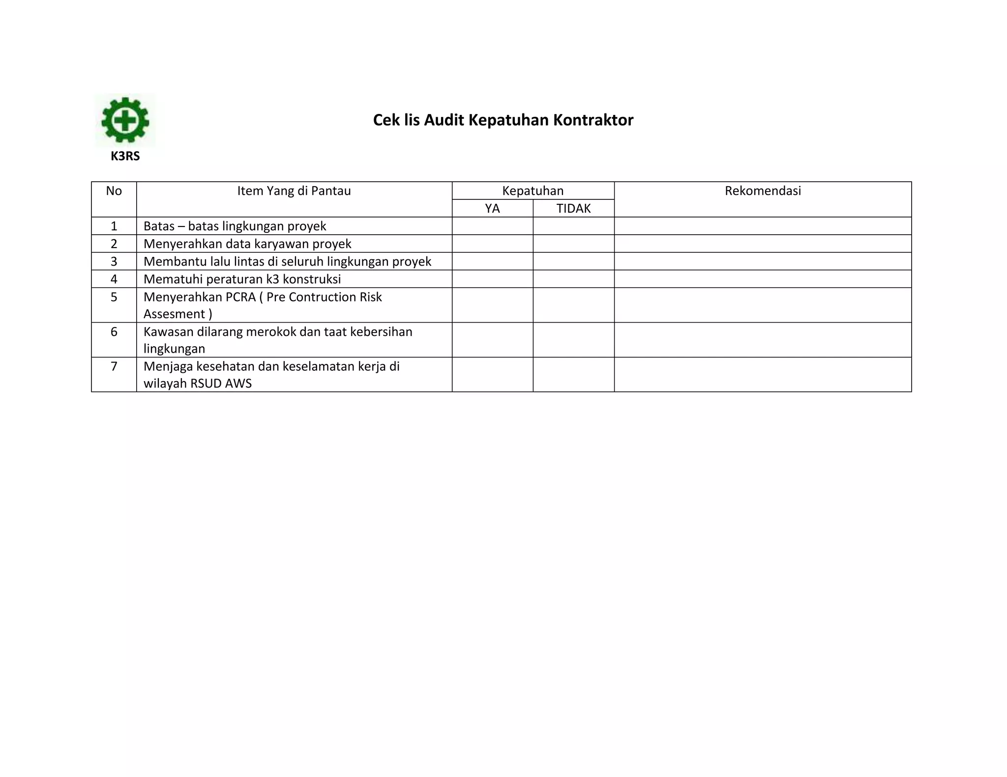 Cek lis Audit Kepatuhan Kontraktor.docx