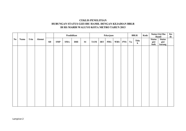 Ceklis penelitian | DOCX