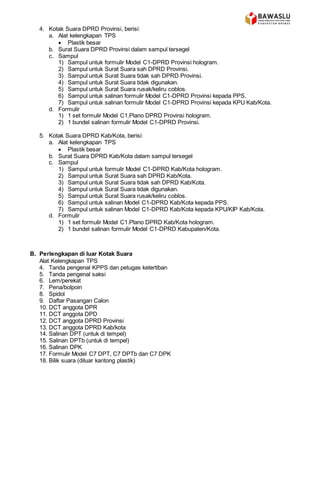 Ceklist logistik di tps (untuk ptps) | DOCX