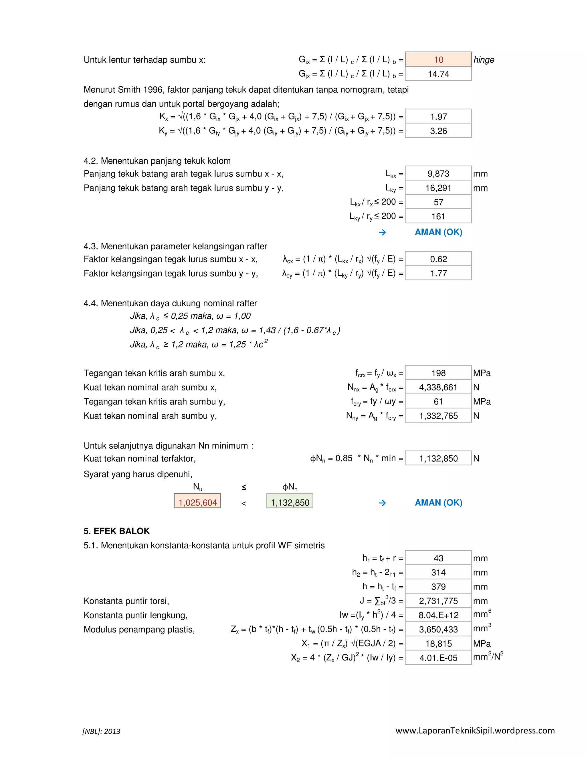 Cek penampang kolom baja gable | PDF