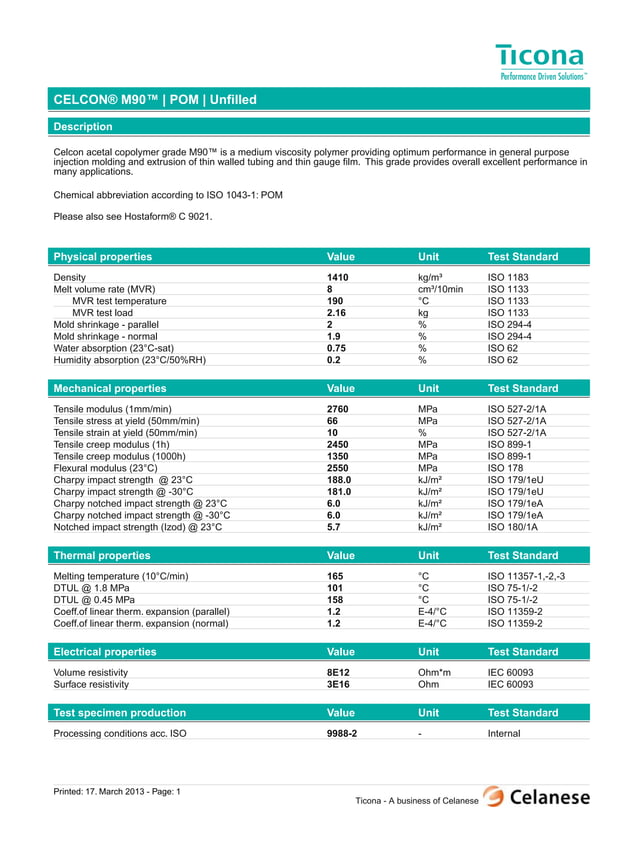 Celcon® m90 Material Certificates of Quick Connect Fittings | PDF