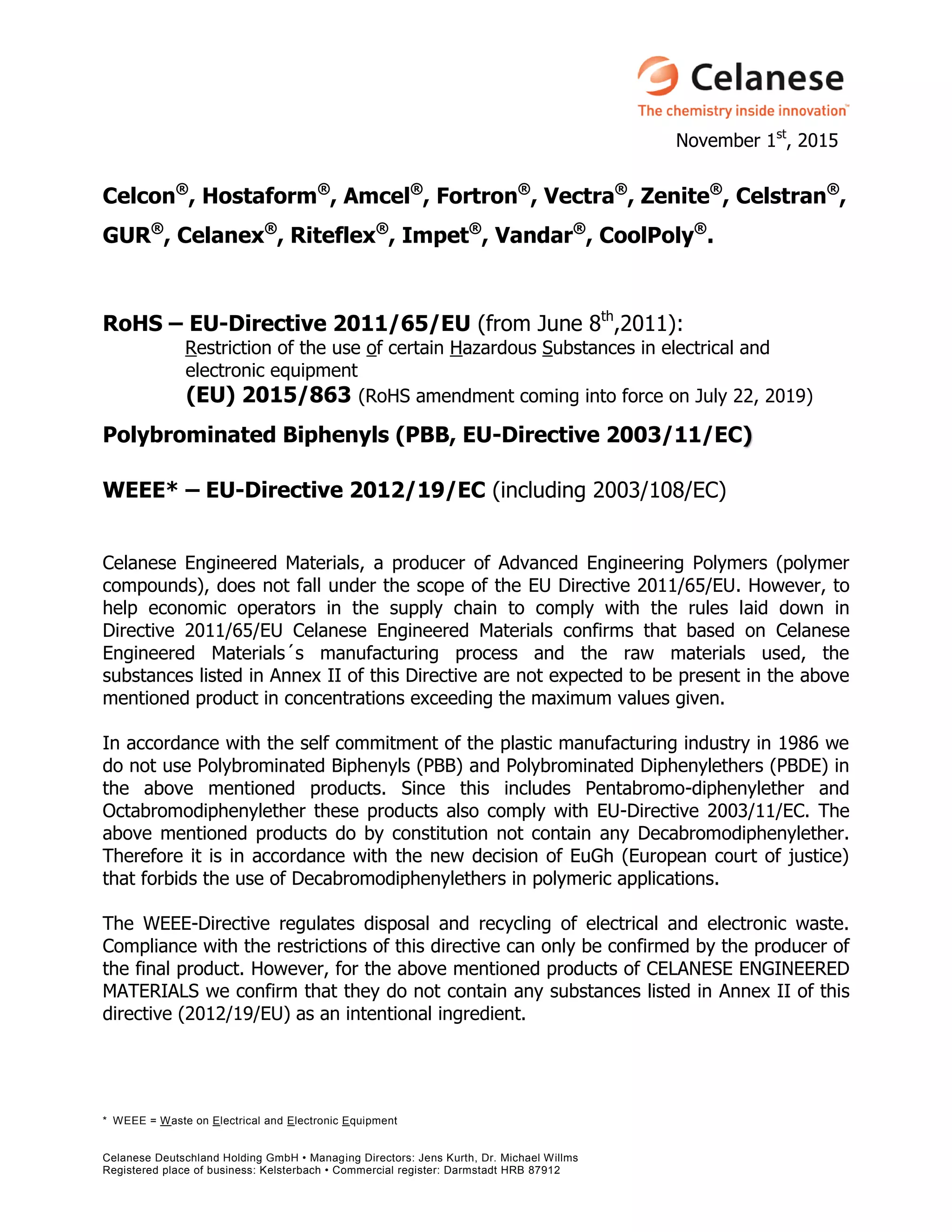 CELCON M90 RoHS of Push Fittings | PDF